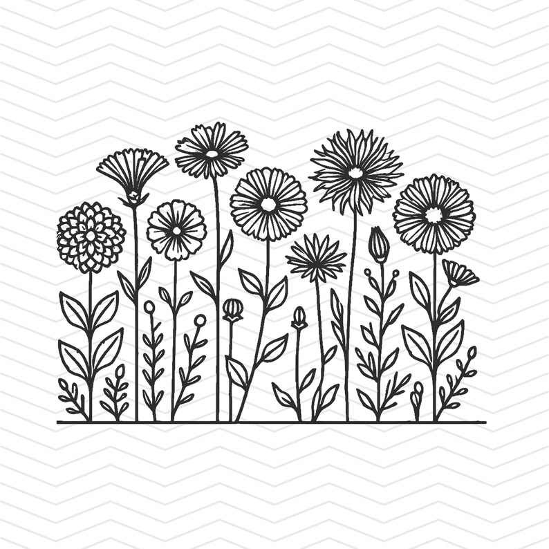 Wildflower SVG, PNG Bundle Wildflower Bouquet Vector File Floral SVG ...