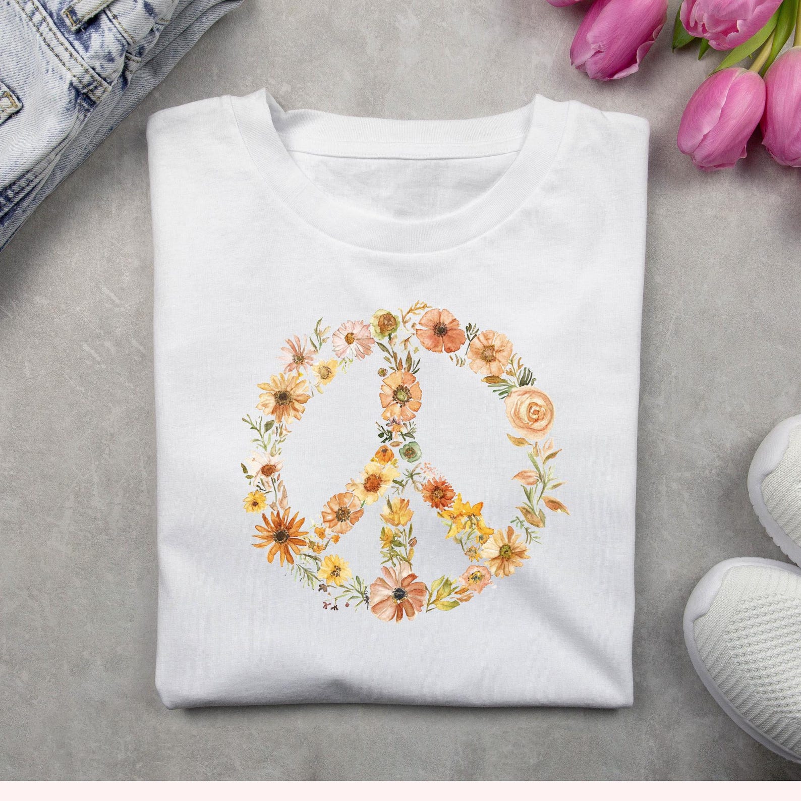Premium Flower Peace Sign Design, Transparent Background | Floral Peace ...