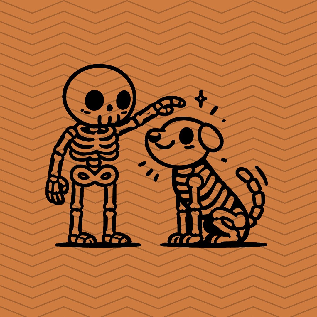Cute Halloween Skeleton Petting Dog SVG/PNG Bundle Halloween Dog ...