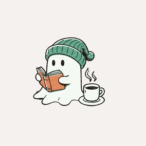 Cozy Bookish Ghost SVG PNG Bundle | Fall Image File | Coffee Ghost Book ...