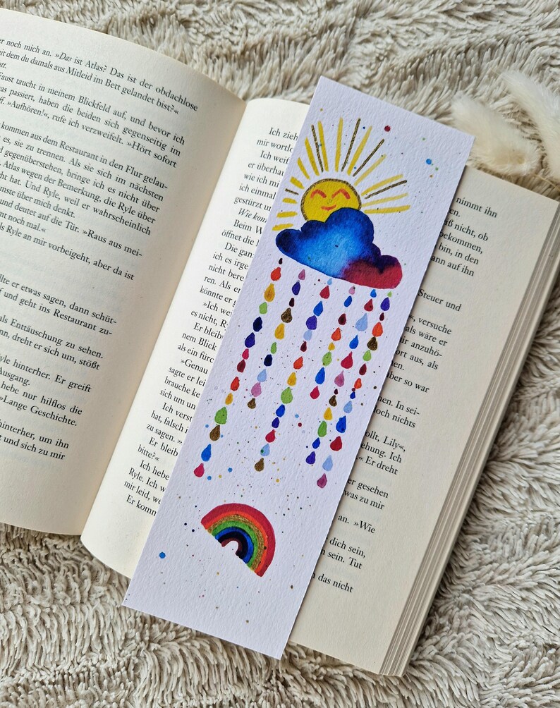 Watercolor Bookmark Cloud / Rainbow / Gold / Glitter / Metallic ...
