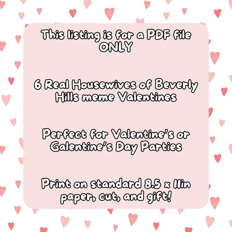 RHOBH Printable Valentines Real Housewives of Beverly Hills Galentines ...