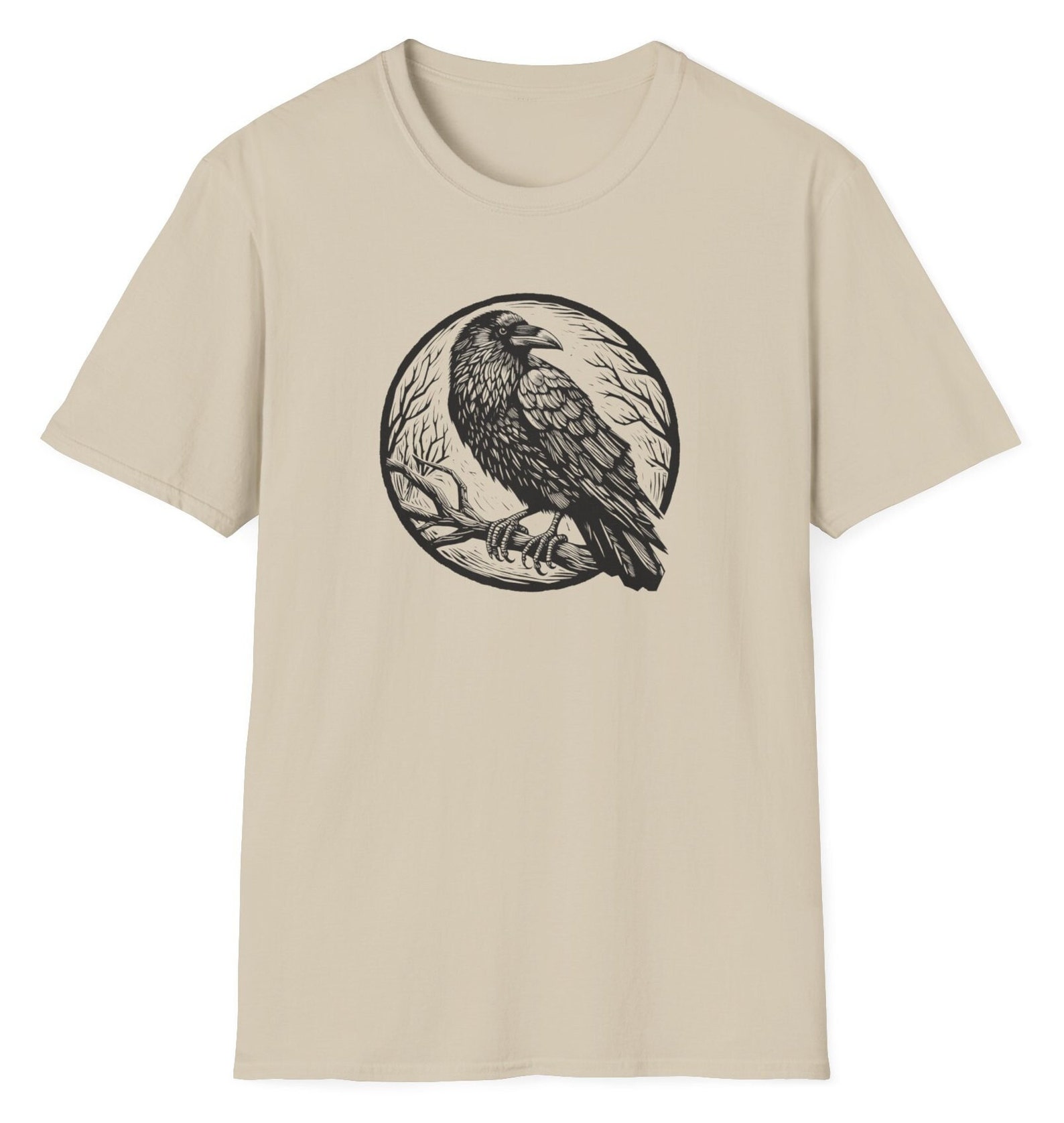 Vintage-style Raven Block Print T-shirt: Crow Core Shirt Cottagecor ...