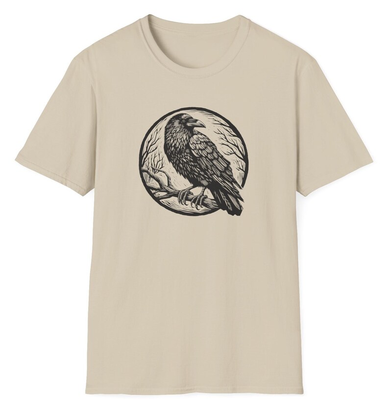 Vintage-style Raven Block Print T-shirt: Crow Core Shirt Cottagecor ...