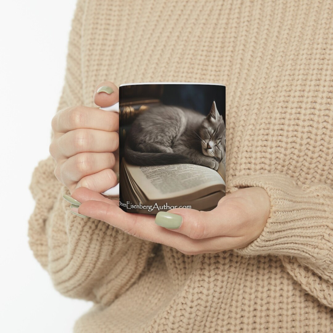 Sleeping Kitten Bookmark Mug Cat Owners Gift Cute Cat Mug Fun Coffee ...