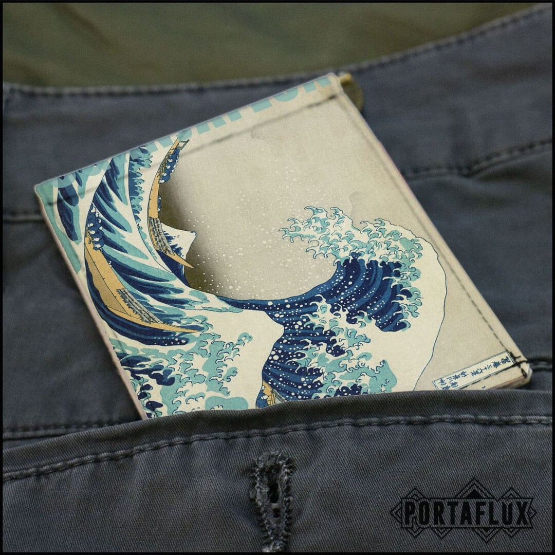 Slim Men's Wallet With RFID Protection - Kanagawa Wave Design by ...
