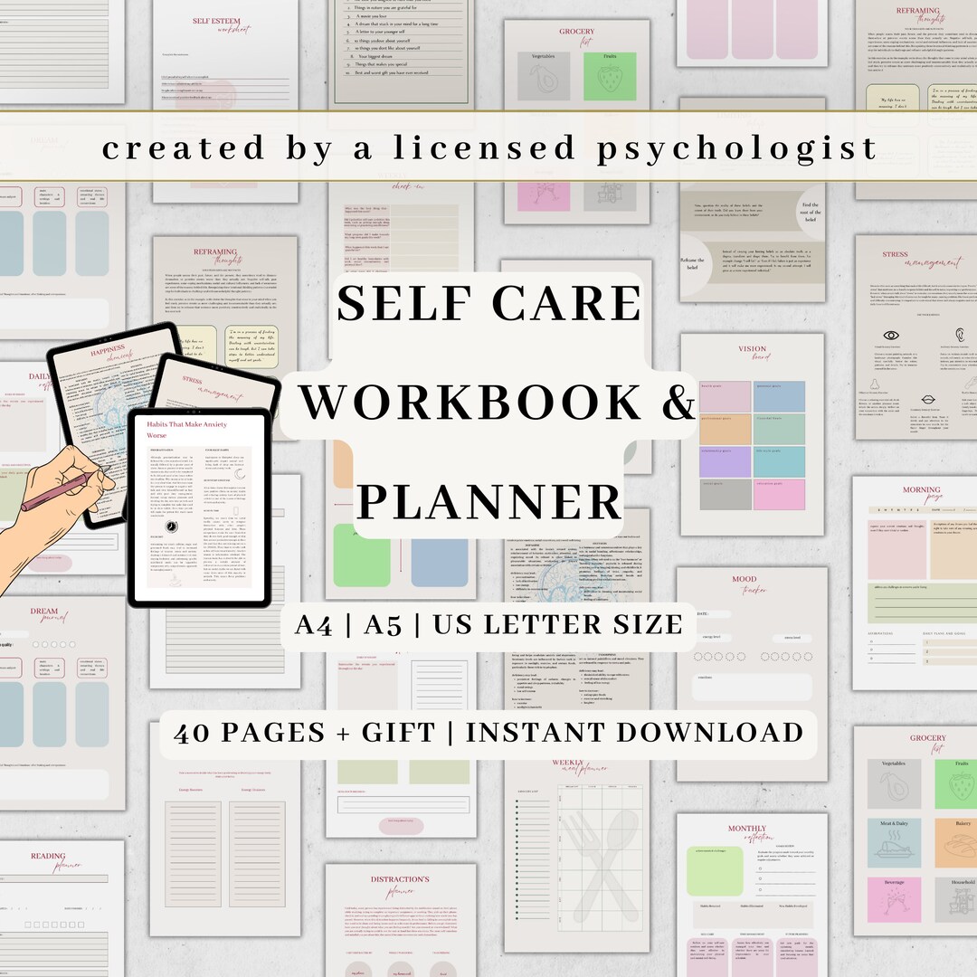 Self-care Workbook Printable Mental Health Journal for Goodnotes ...