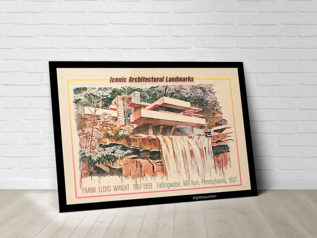 Frank Lloyd Wright Fallingwater Poster Wall Art, Downloadable ...