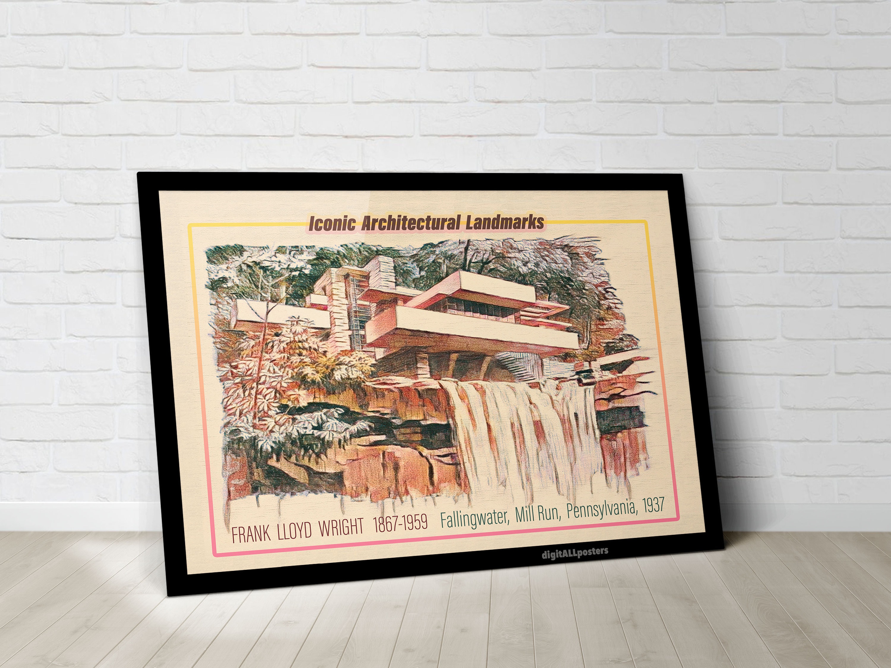 Frank Lloyd Wright Fallingwater Poster Wall Art, Downloadable ...