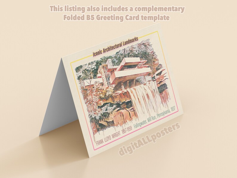 Frank Lloyd Wright Fallingwater Poster Wall Art, Downloadable ...