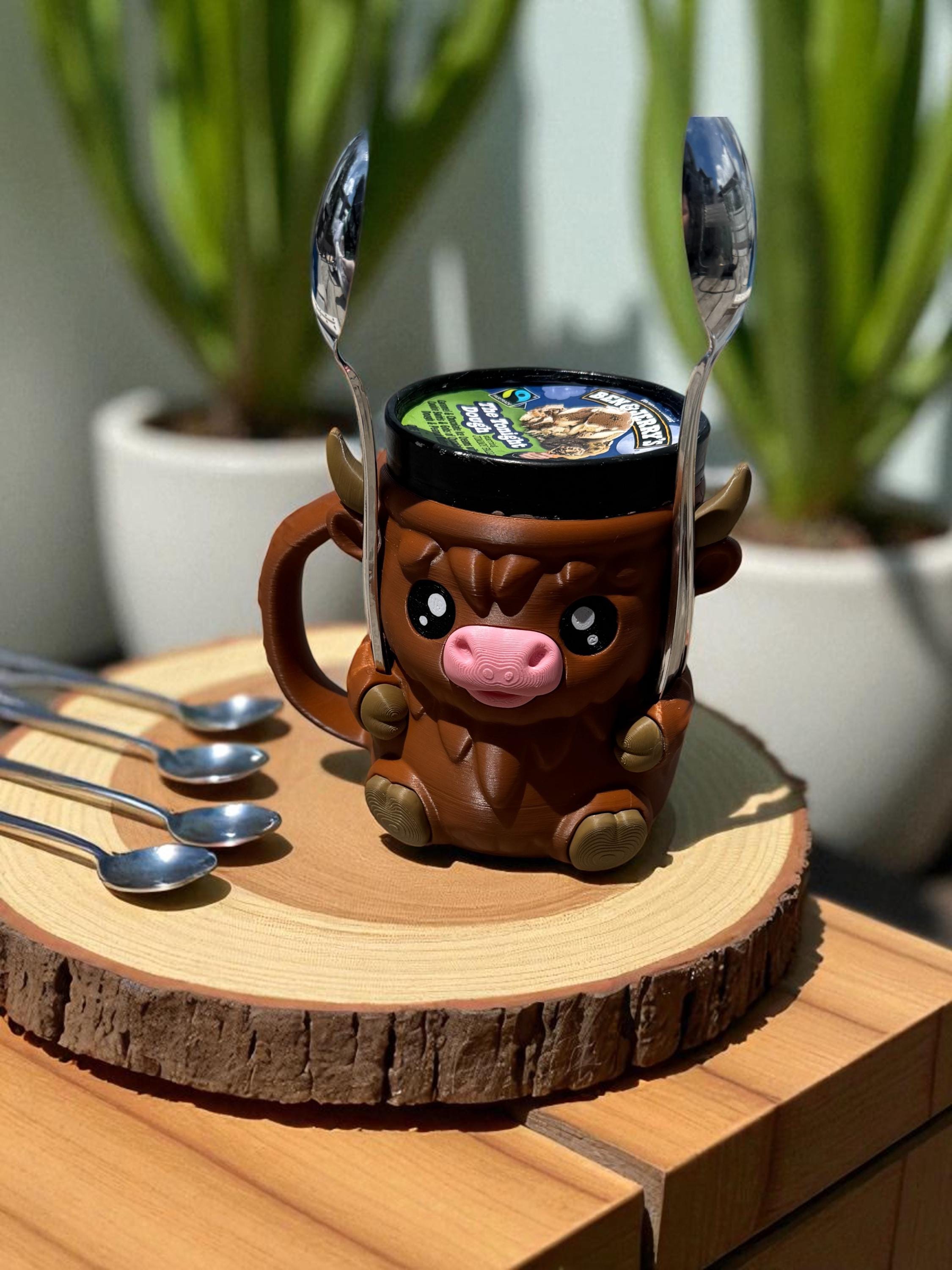 Highland Cow Ice Cream Pint Cozy – With Hidden Snack Drawer, Spoon ...