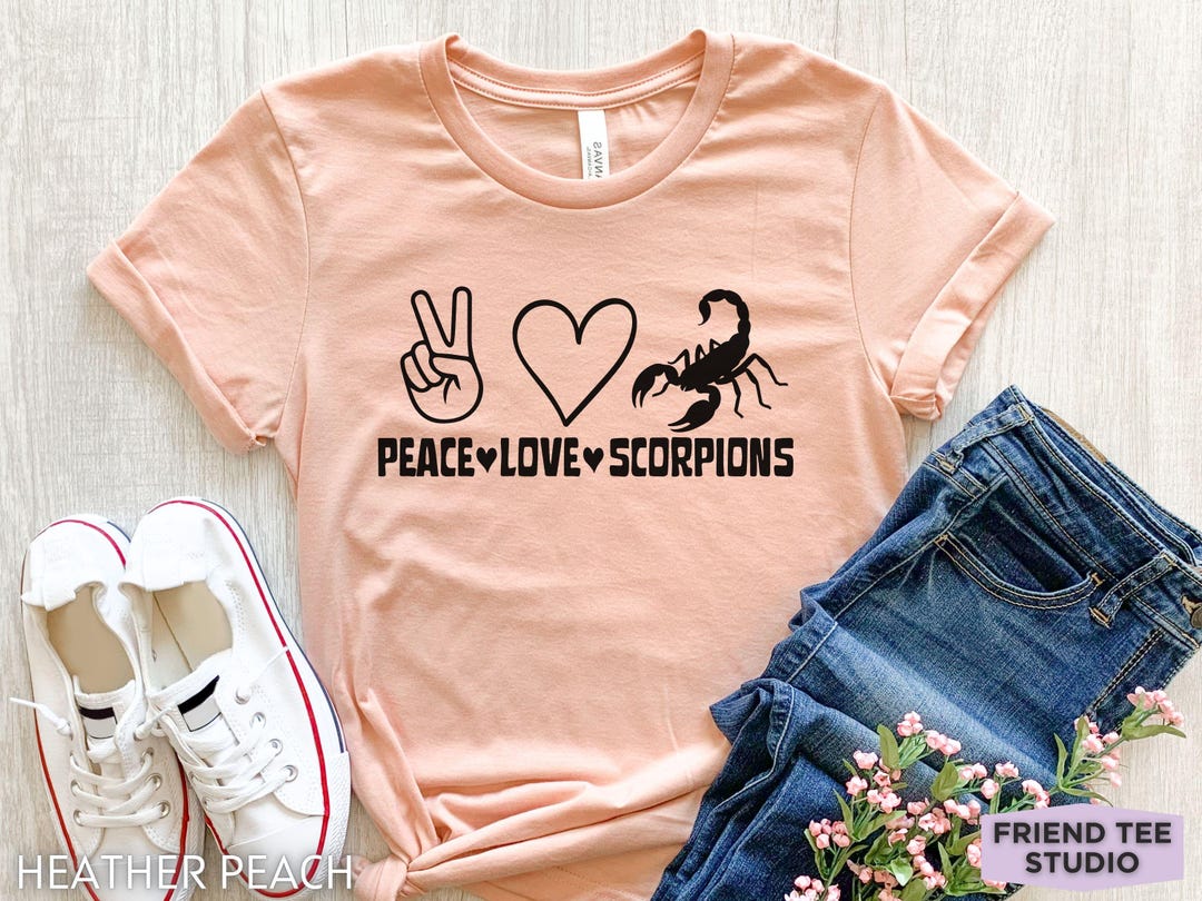 Peace Love Scorpion Shirt, Scorpion Funny Unisex Graphic Tee, Scorpion ...