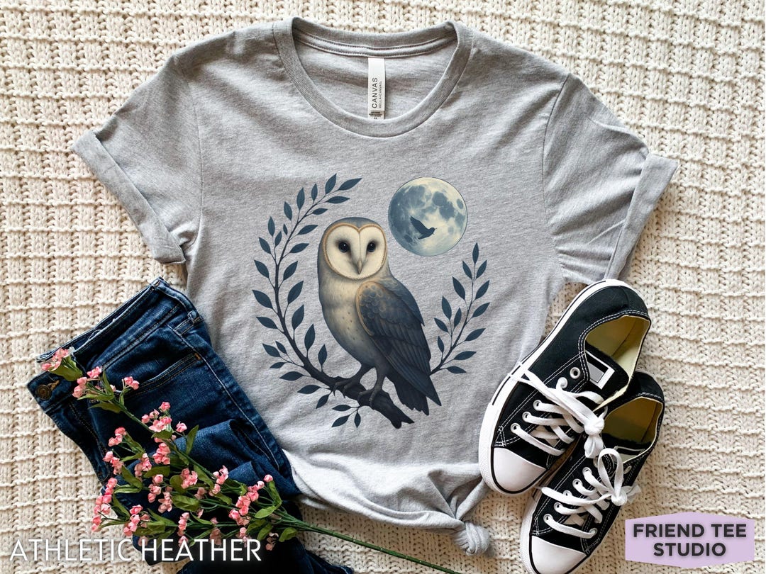 Barn Owl Shirt – Moonlit Barn Owl Tee, Mystical Nocturnal Bird T-shirt ...