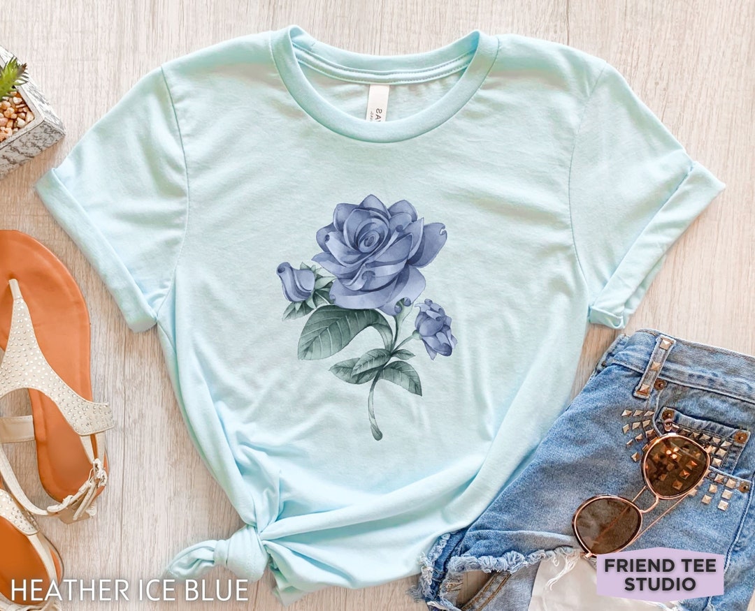 Rose Shirt, Rose Flower Tshirt, Rose Gift, Blue Rose Tee, Floral Shirt ...