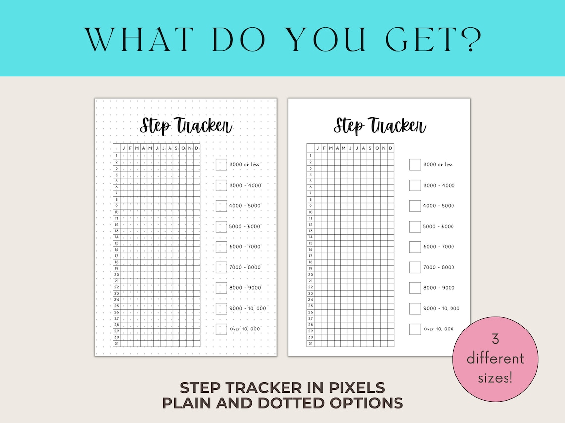 Step Tracker Yearly, Simple Bullet Journal Page, Health Tracker, Step ...