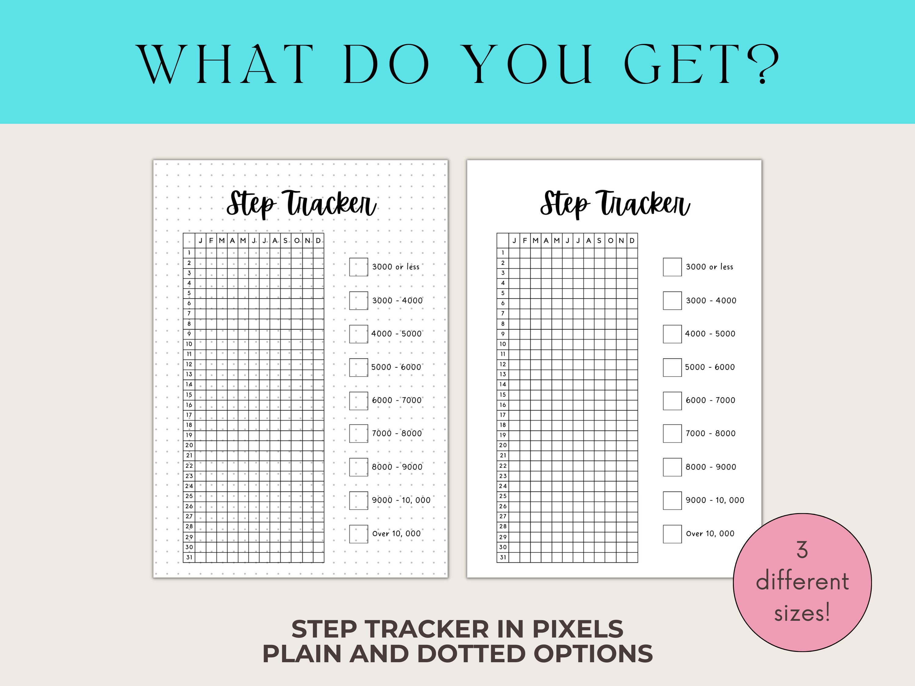 Step Tracker Yearly, Simple Bullet Journal Page, Health Tracker, Step ...