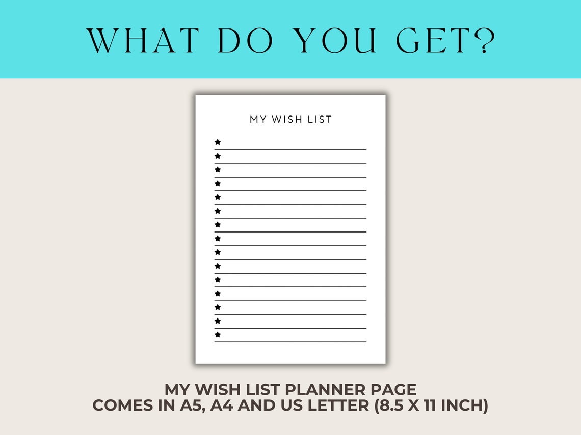 My Wish List Template, Printable Wish List Tracker, Bullet Journal ...