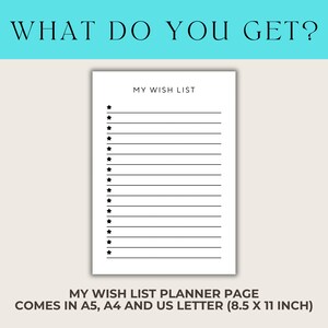 My Wish List Template, Printable Wish List Tracker, Bullet Journal ...