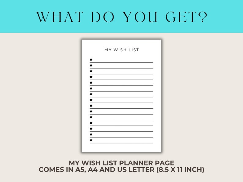 My Wish List Template, Printable Wish List Tracker, Bullet Journal ...