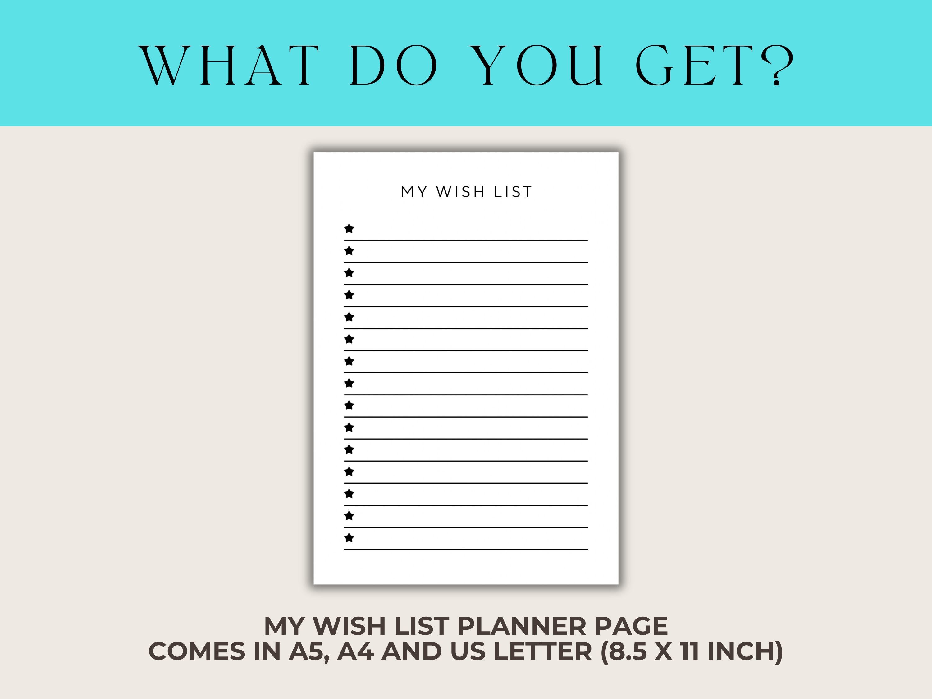 My Wish List Template, Printable Wish List Tracker, Bullet Journal ...