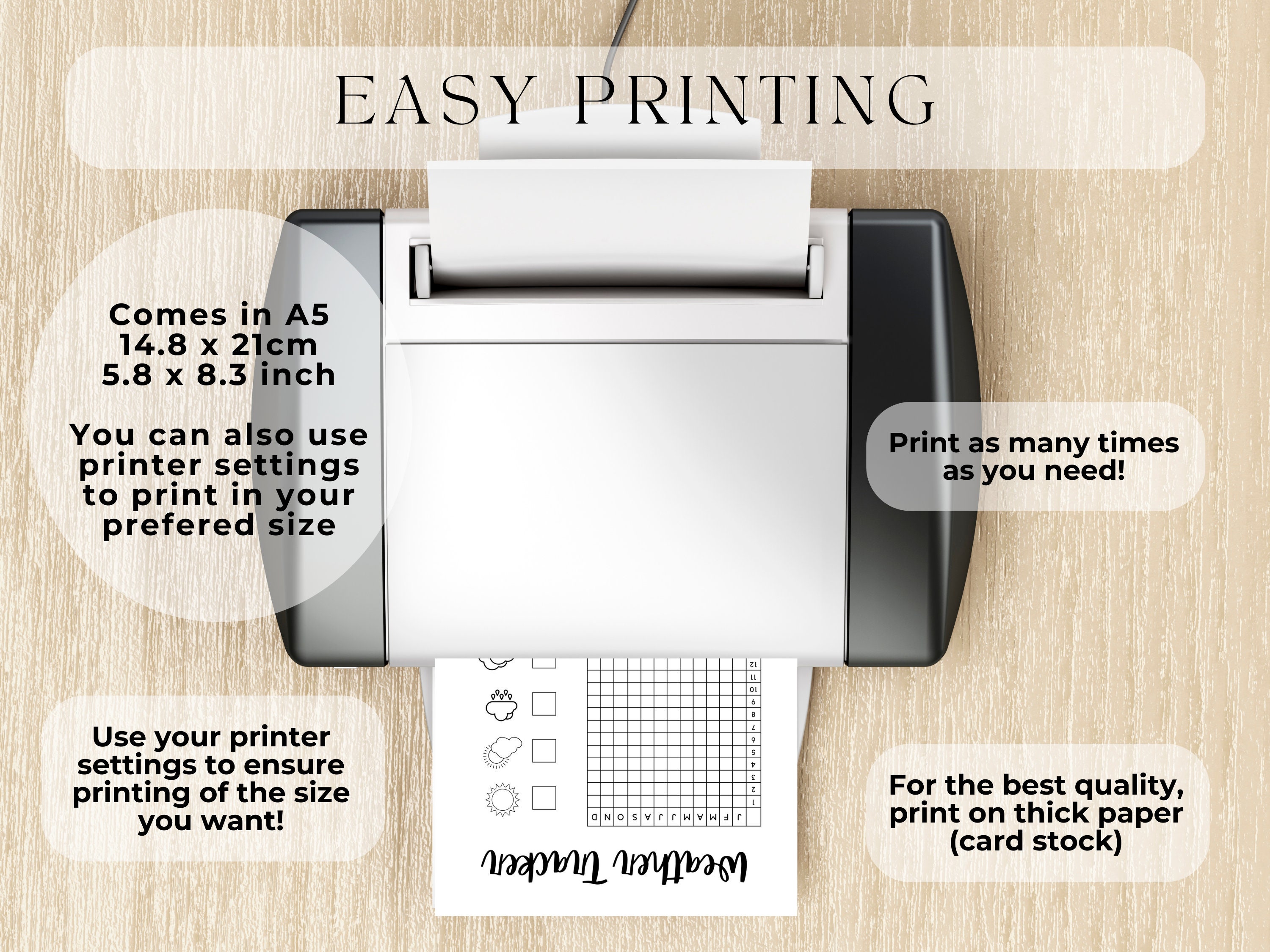 Weather Tracker, Printable Bullet Journal Page, Yearly Tracker Template ...