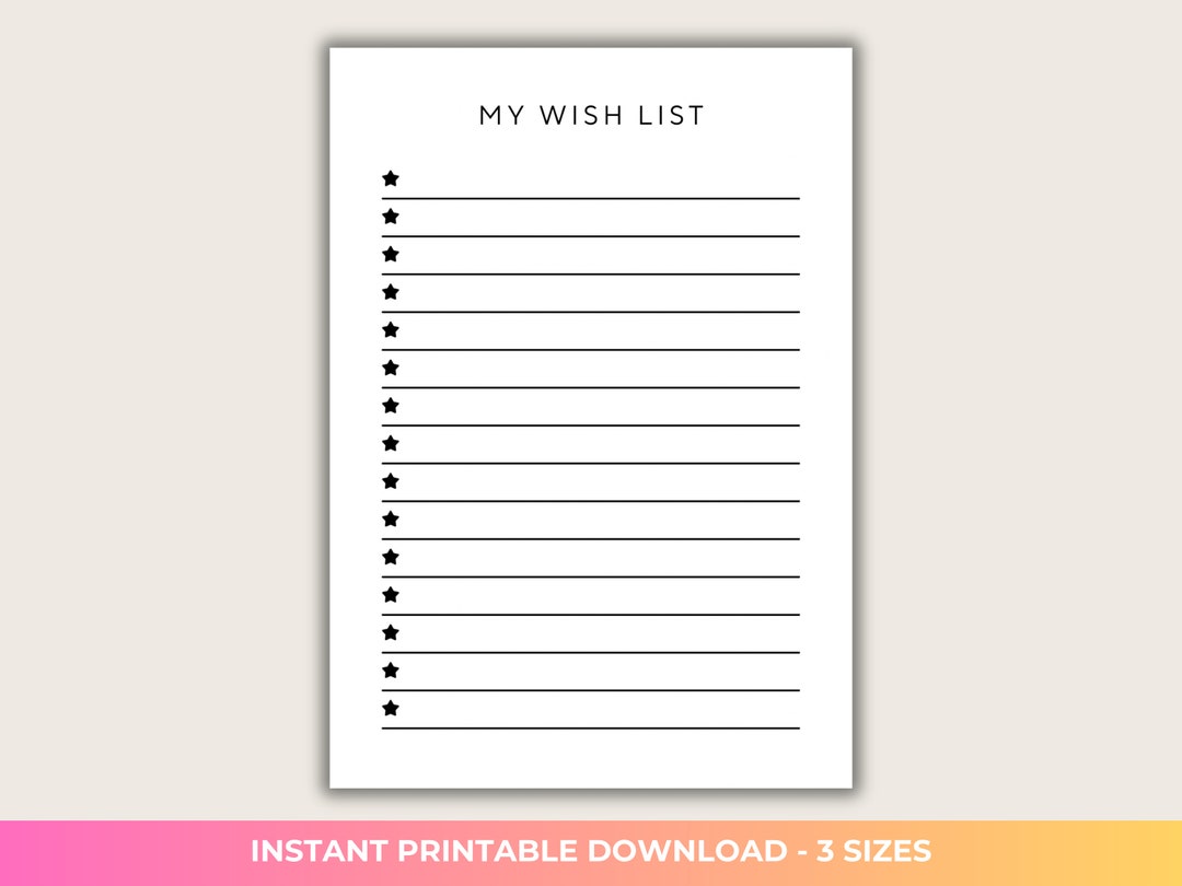 My Wish List Template, Printable Wish List Tracker, Bullet Journal ...