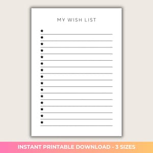 My Wish List Template, Printable Wish List Tracker, Bullet Journal ...