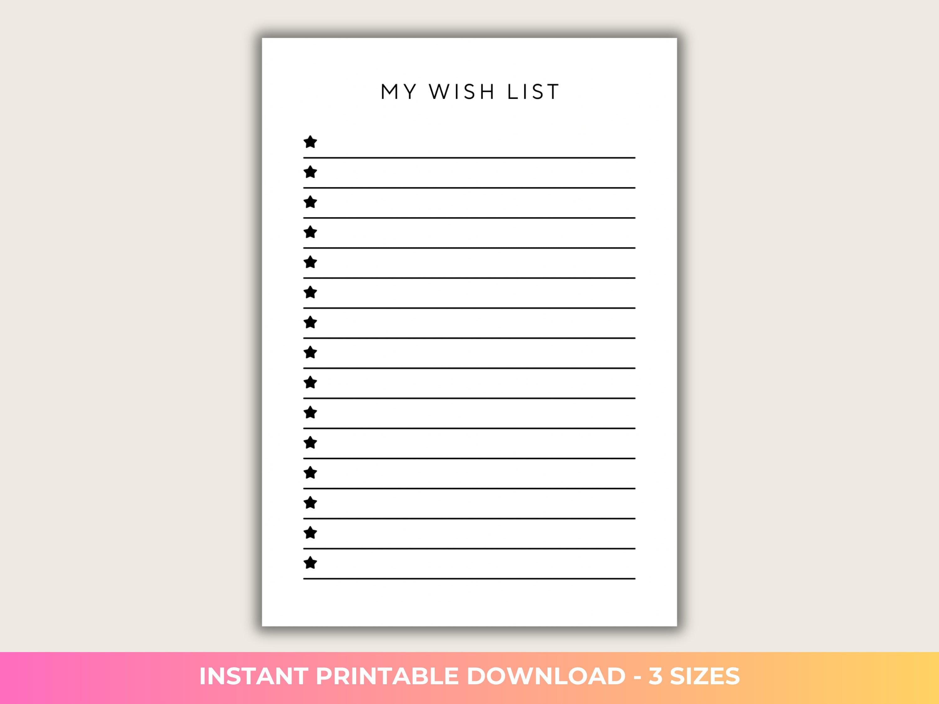 My Wish List Template, Printable Wish List Tracker, Bullet Journal ...