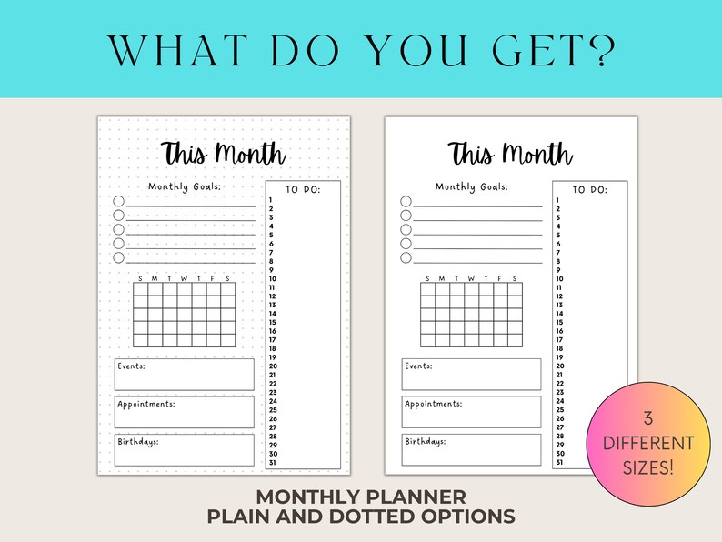 Printable Monthly Organization Planner Page, Motivational Month at a ...