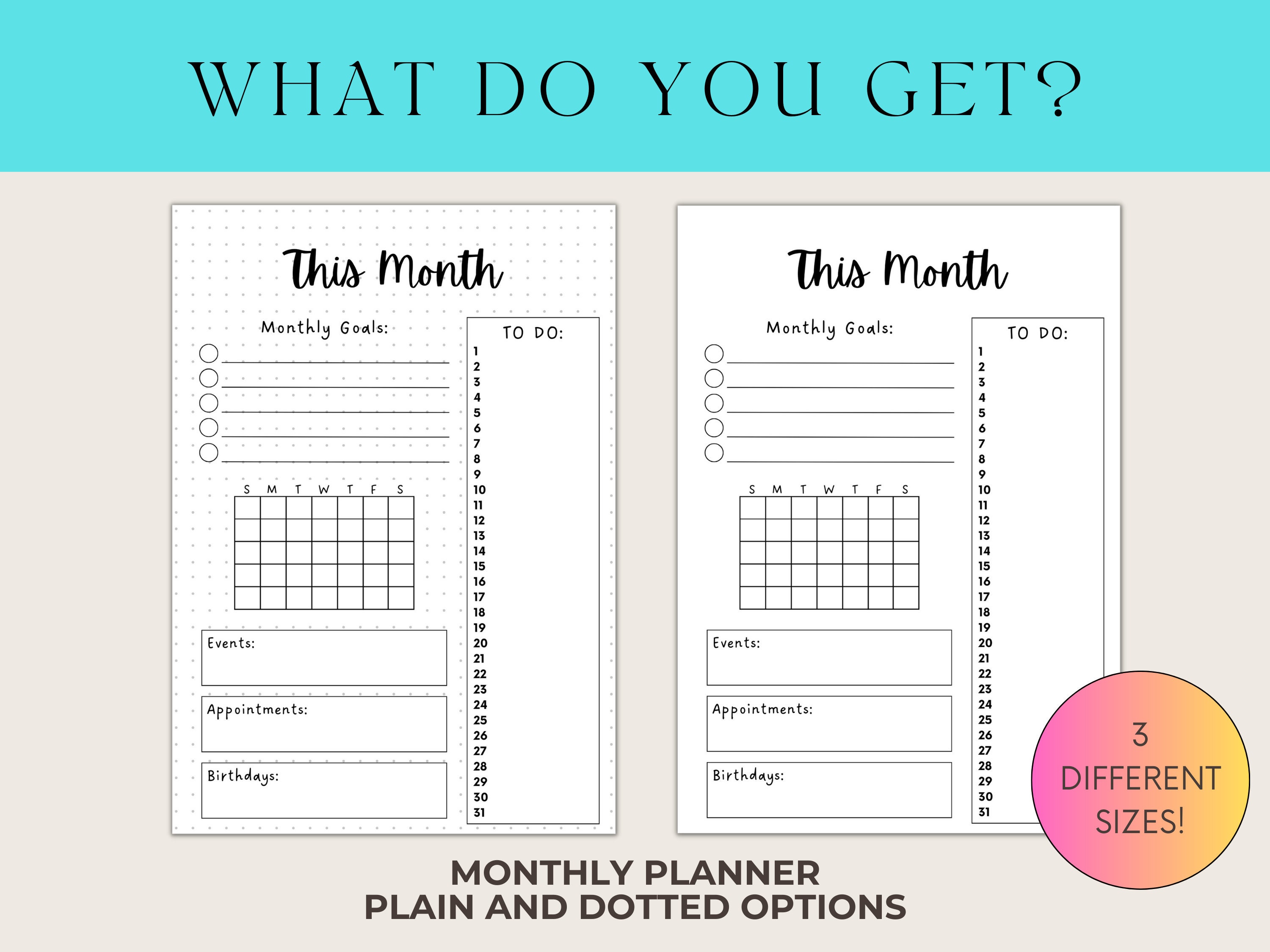 Printable Monthly Organization Planner Page, Motivational Month at a ...