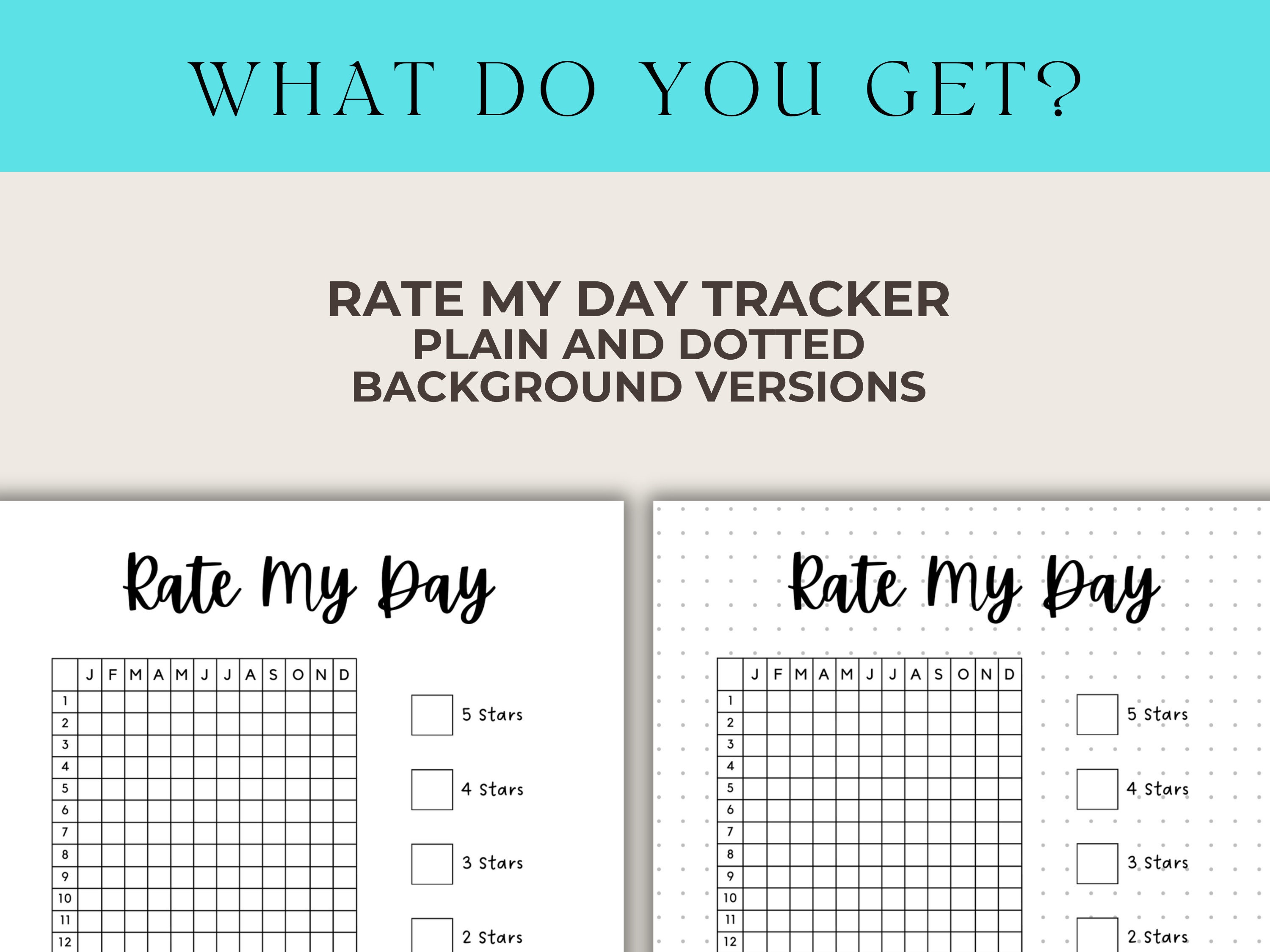 Rate My Day Journal Page, Printable Tracker, Daily Mood Tracker, Year in Pixels, A5 BUJO ...