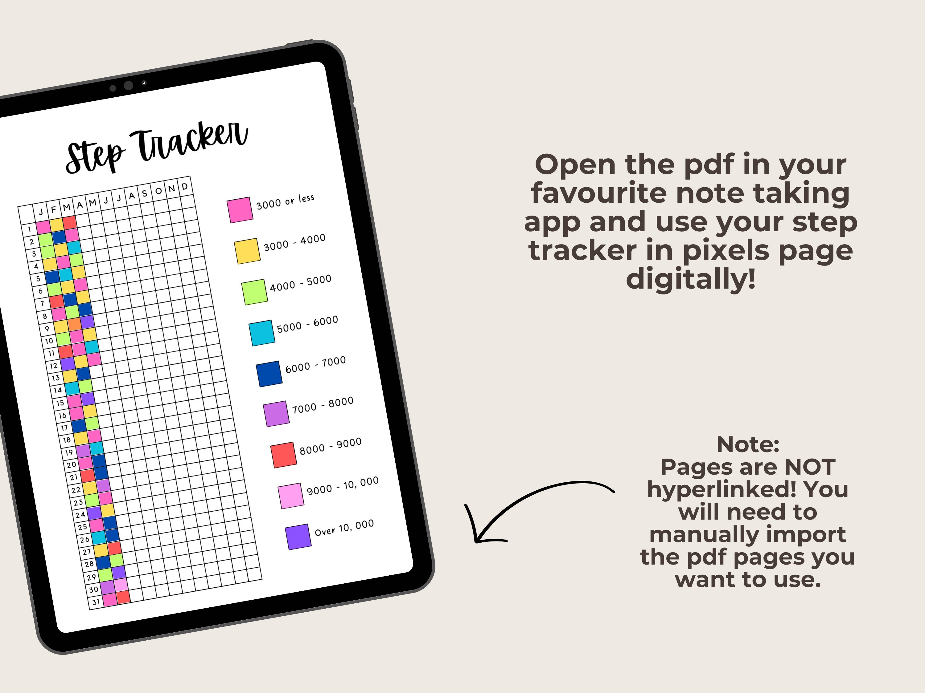Step Tracker Yearly, Simple Bullet Journal Page, Health Tracker, Step ...