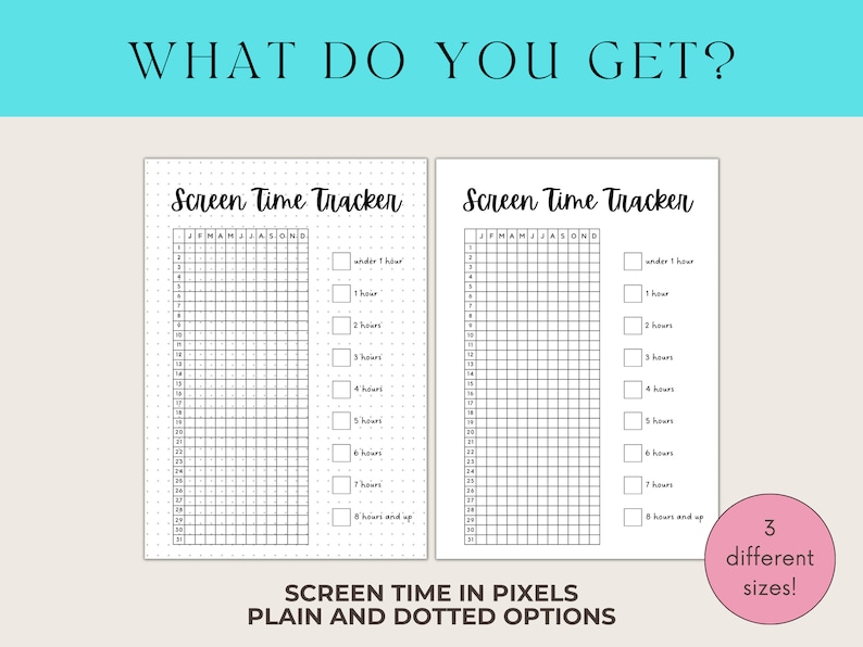 Screen Time Yearly Tracker, Printable Journal Page, Habit Tracker ...