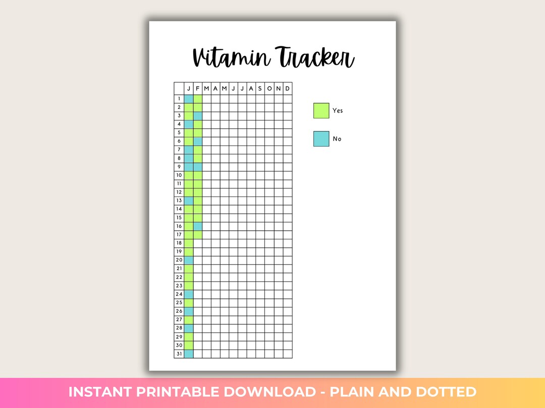 Vitamin Tracker Printable Page, Health Wellness Planner, Meds Pill ...