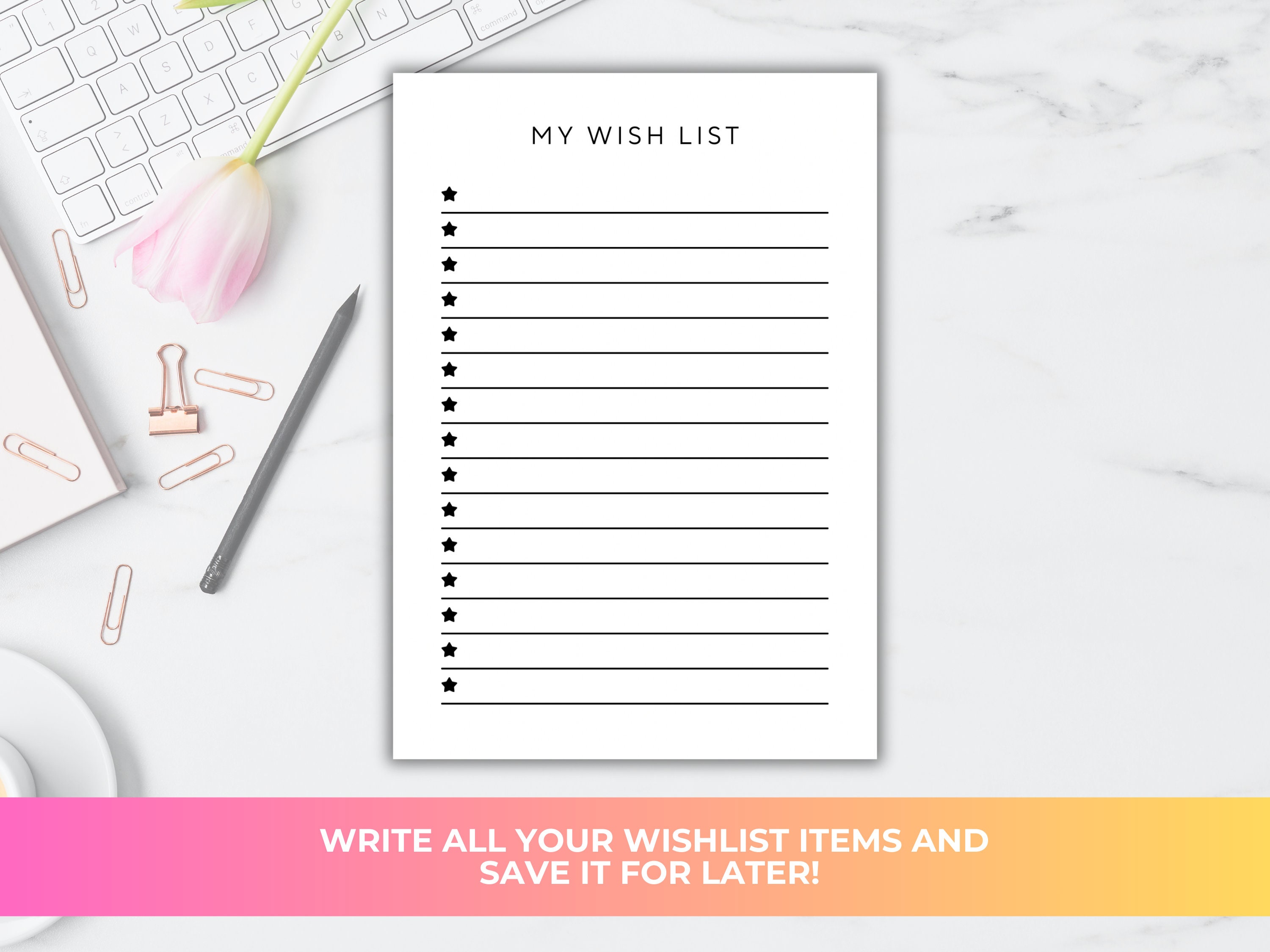 My Wish List Template, Printable Wish List Tracker, Bullet Journal ...