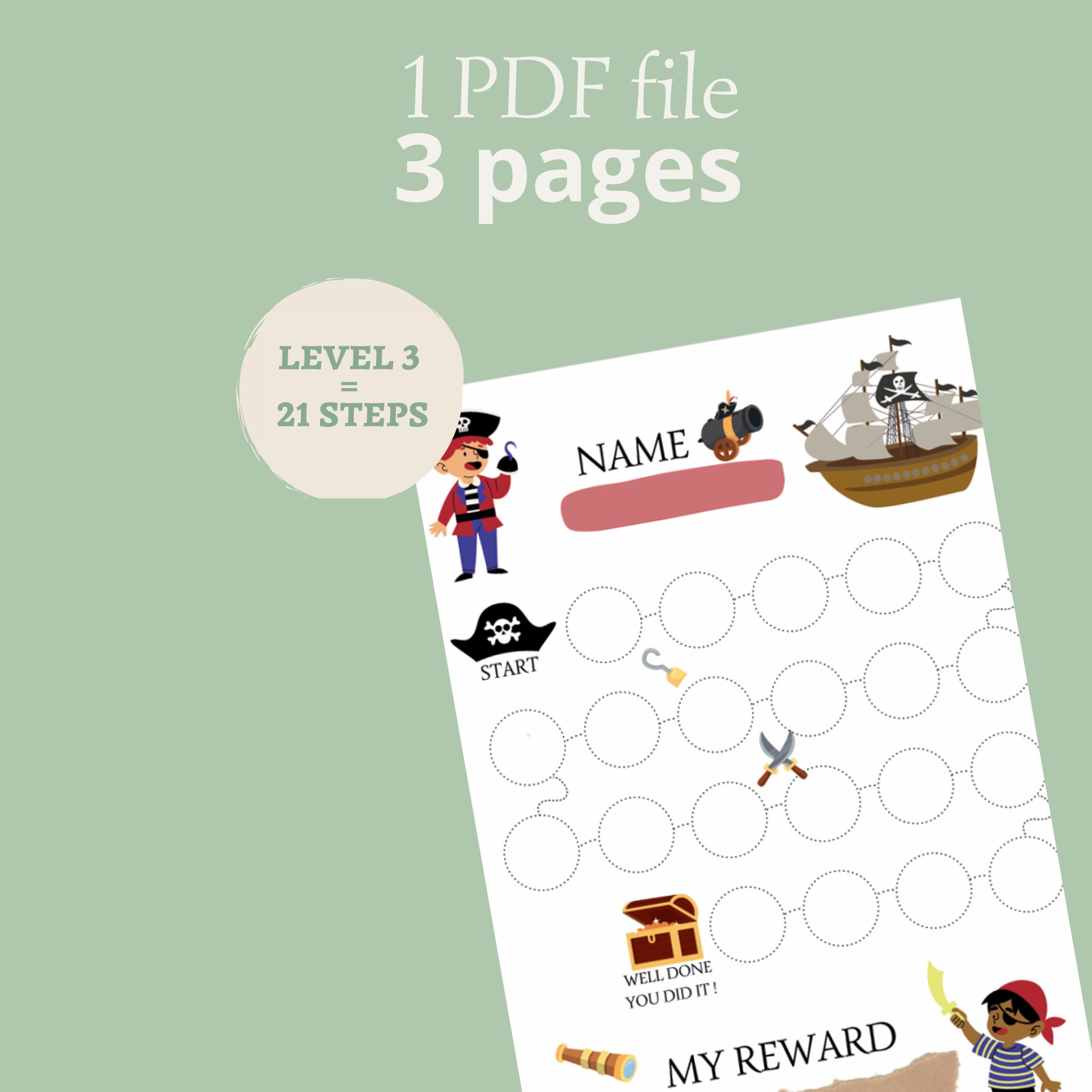 Printable Reward Chart / Card Pirates for Toddlers L Multiple Levels ...