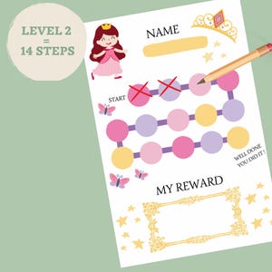 Printable Reward Chart / Card Princess for Toddlers L Multiple Levels ...