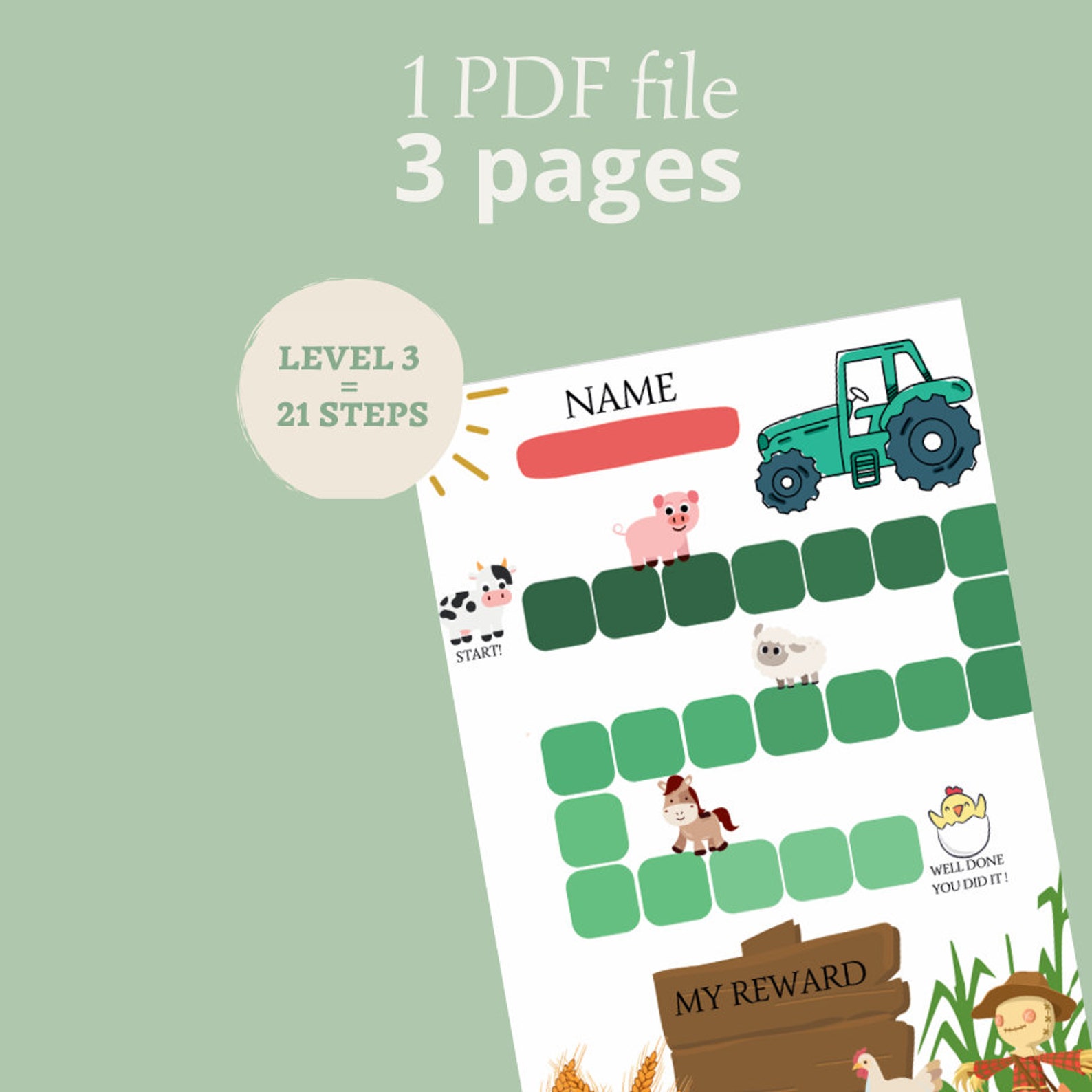 Printable Reward Chart / Card Farm for Toddlers L Multiple Levels Daily ...