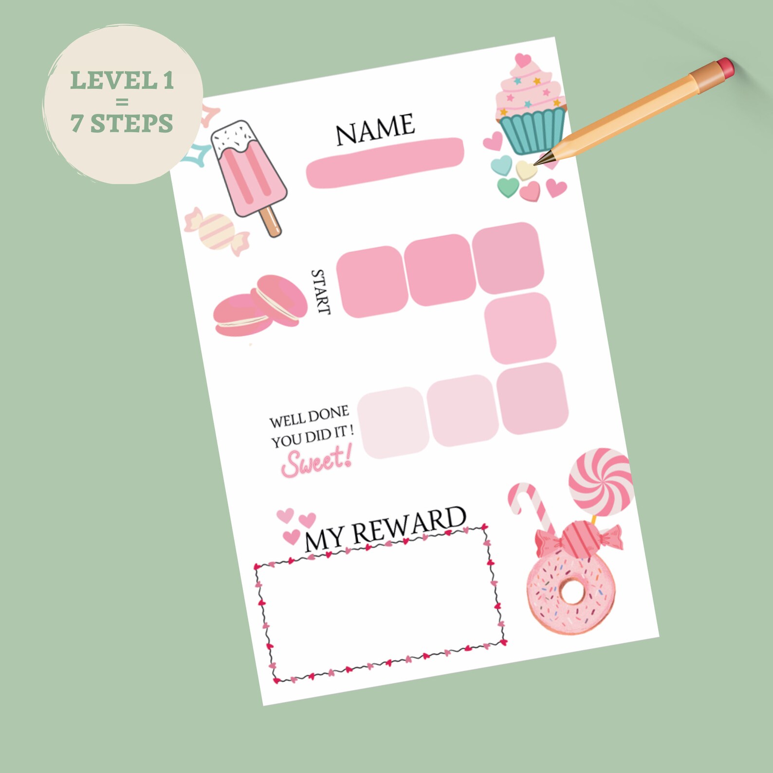 Printable Reward Chart / Card Sweets for Toddlers L Multiple Levels ...