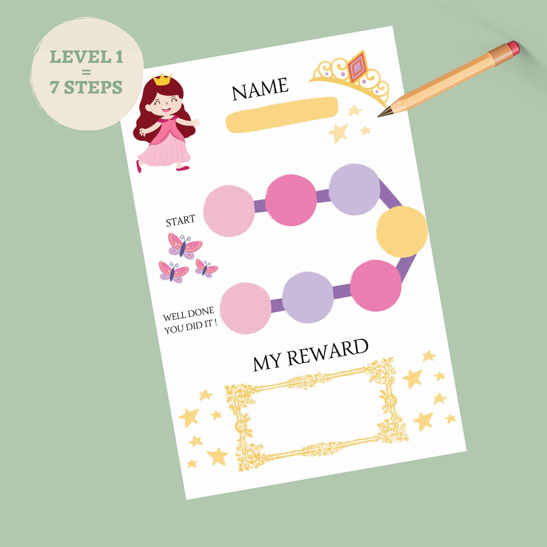 Printable Reward Chart / Card Princess for Toddlers L Multiple Levels ...