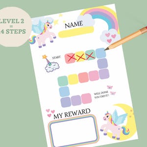 Printable Reward Chart / Card Unicorn for Toddlers L Multiple Levels ...