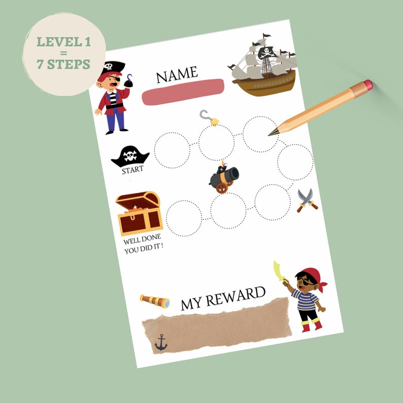 Printable Reward Chart / Card Pirates for Toddlers L Multiple Levels ...