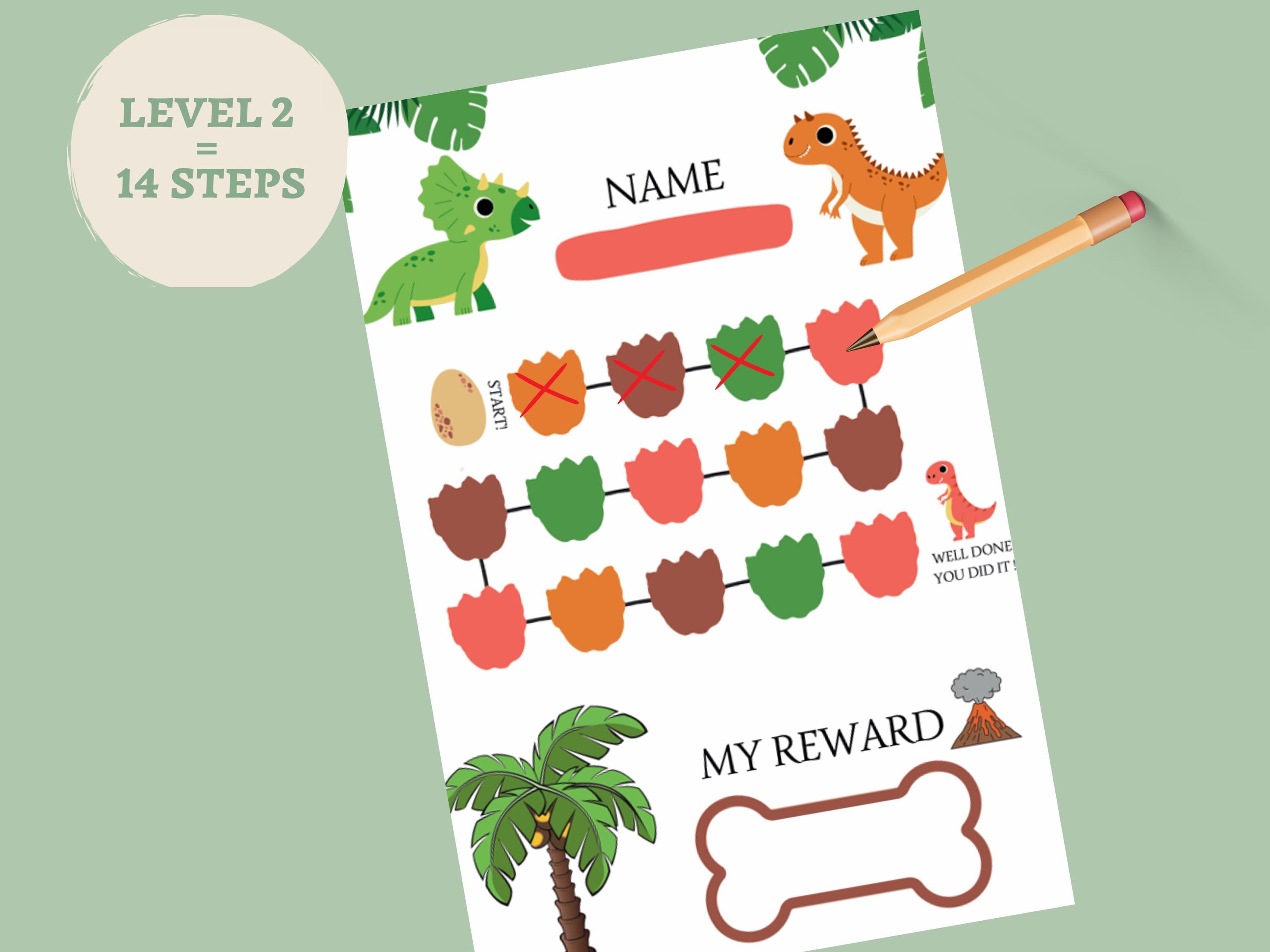 Printable Reward Chart / Card Dinosaur for Toddlers L Multiple Levels ...
