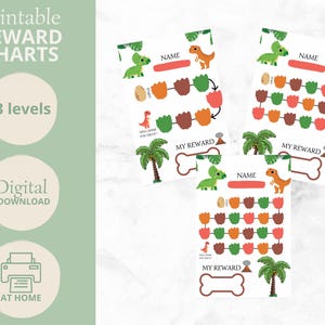 Printable Reward Chart / Card Dinosaur for Toddlers L Multiple Levels ...