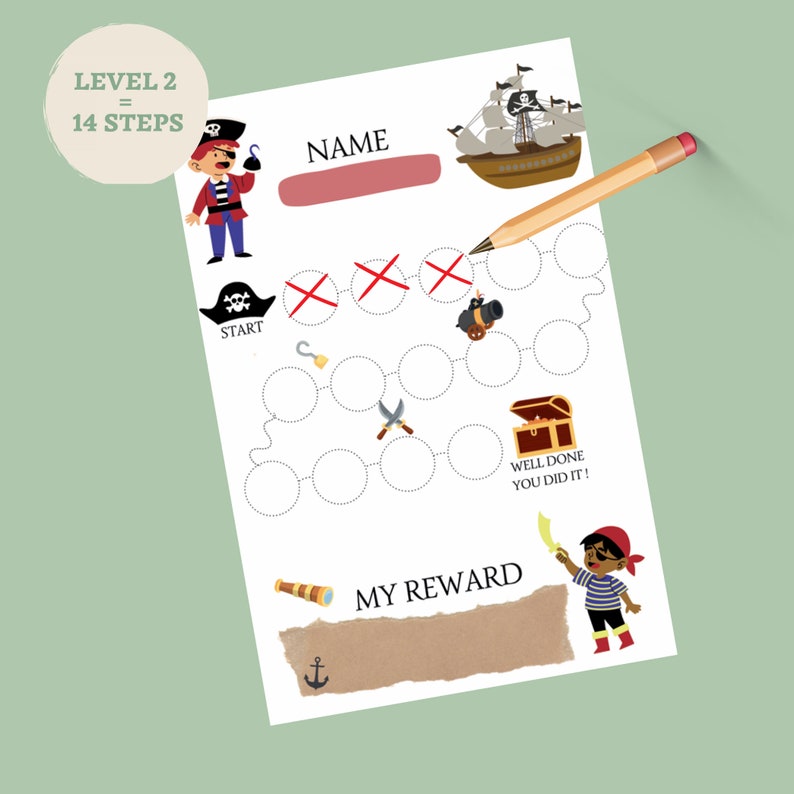 Printable Reward Chart / Card Pirates for Toddlers L Multiple Levels ...