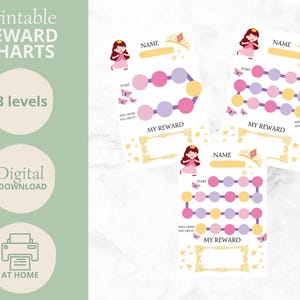 Printable Reward Chart / Card Princess for Toddlers L Multiple Levels ...