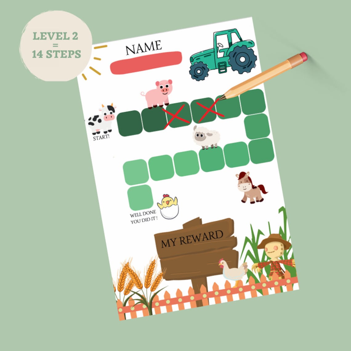 Printable Reward Chart / Card Farm for Toddlers L Multiple Levels Daily ...