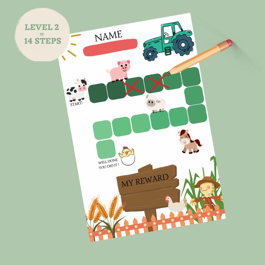 Printable Reward Chart / Card Farm for Toddlers L Multiple Levels Daily ...