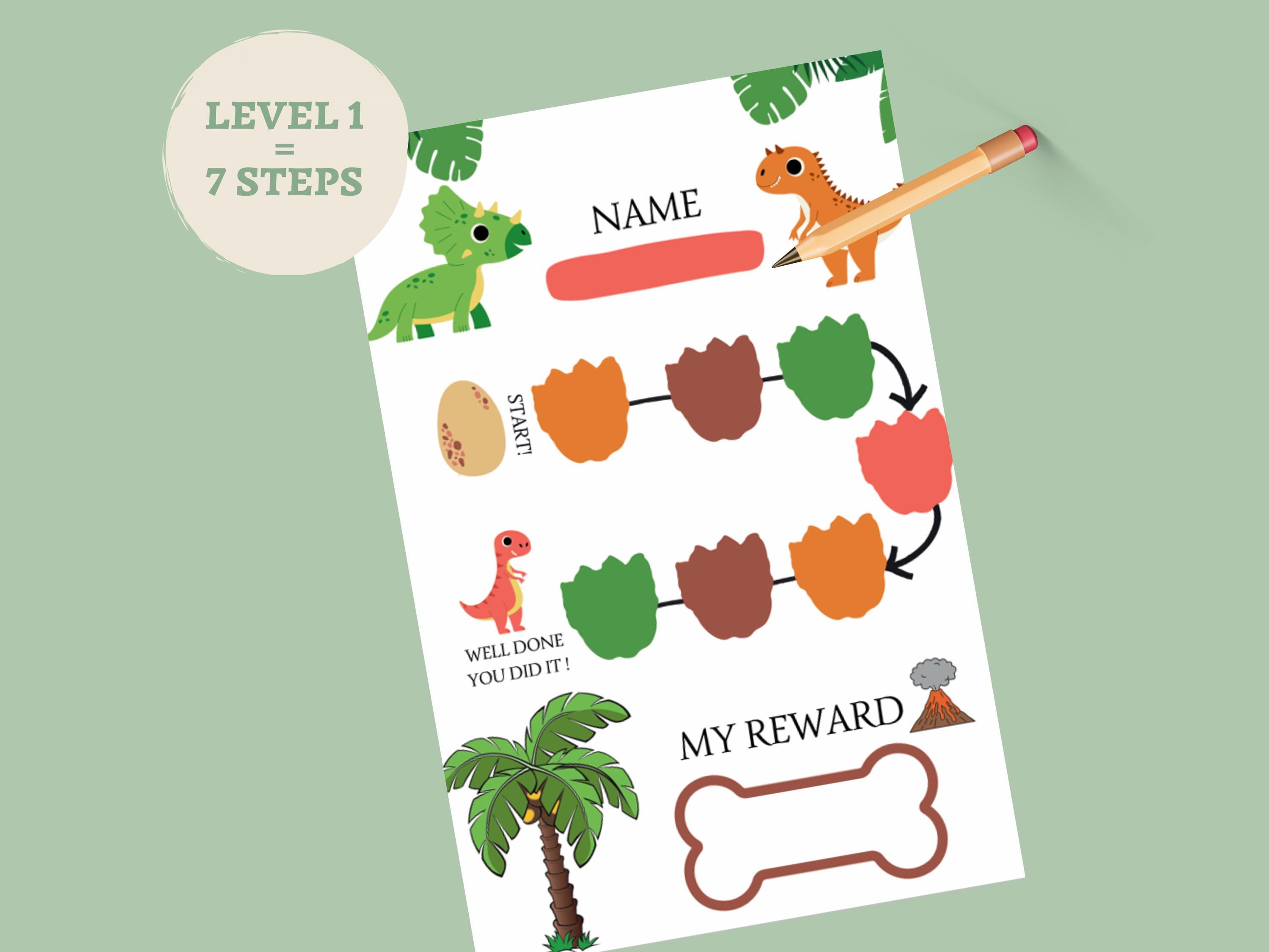 Printable Reward Chart / Card Dinosaur for Toddlers L Multiple Levels ...