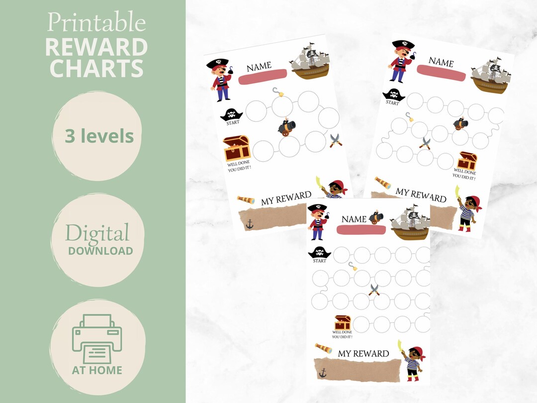 Tabla de recompensas imprimible / Piratas de tarjetas para niños ...